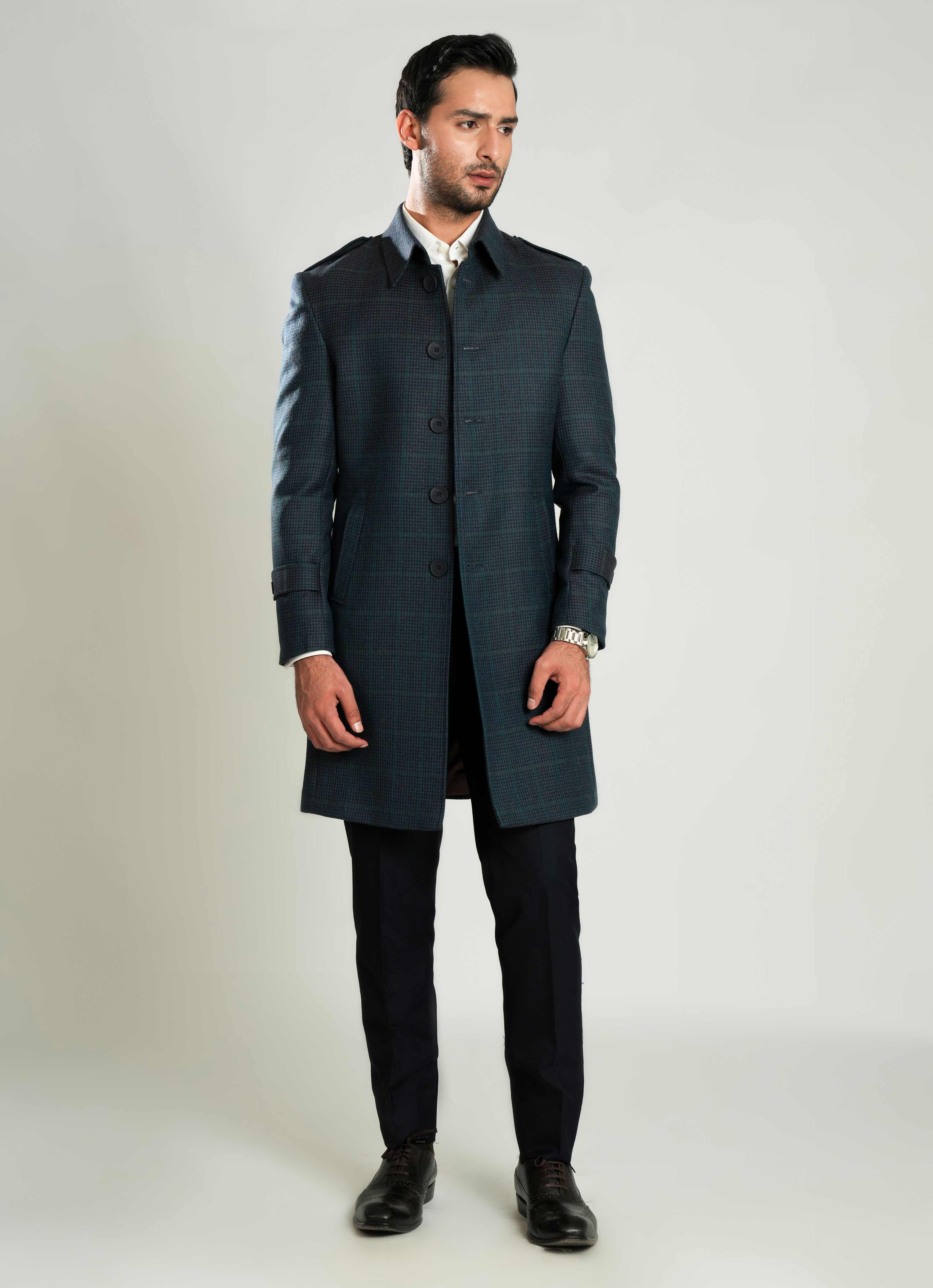 Checkered Wool-Rich Worsted Tweed Long Coat – Lawrencepur