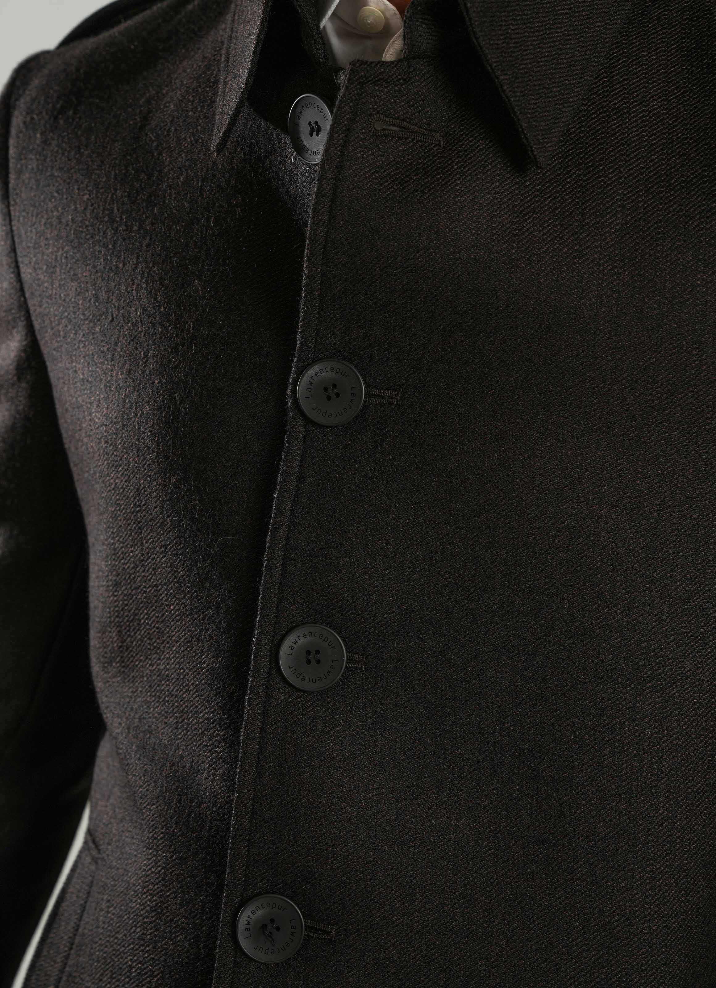 Coffee Brown - Wool-Rich Worsted Tweed Long Coat – Lawrencepur