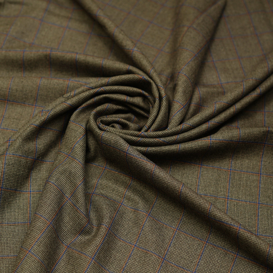 Big Checks Walnut Brown Worsted Tweed Jacketing Fabric – Lawrencepur